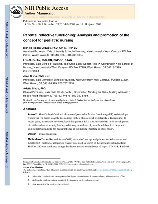 (PDF) Parental reflective functioning: analysis and promotion of the ...