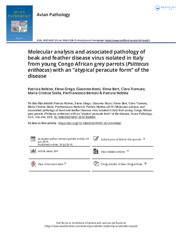 (PDF) Molecular analysis and associated pathology of beak and feather ...