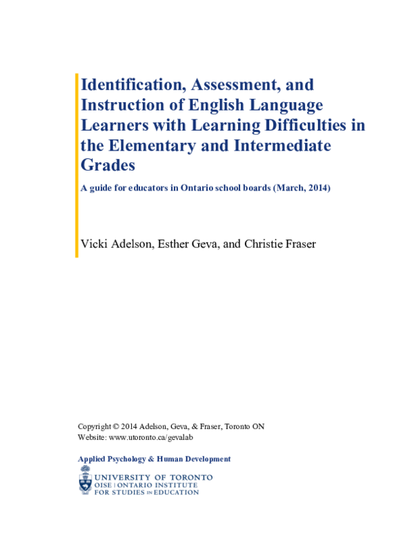 (PDF) Identification, Assessment, and Instruction of English Language ...