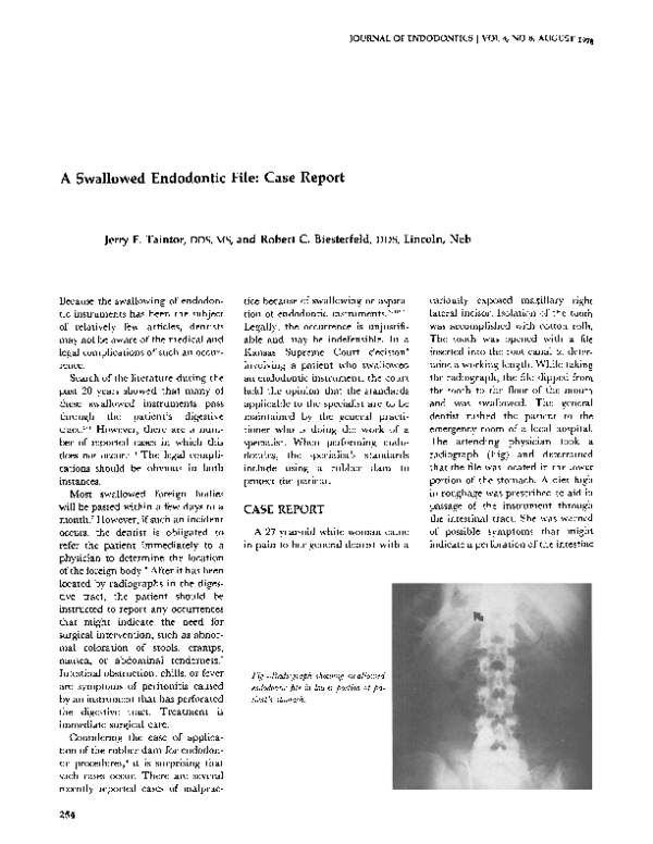 (PDF) A Swallowed Endodontic File: Case Report
