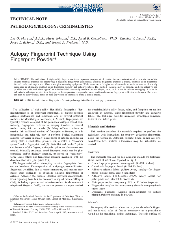 (PDF) Autopsy Fingerprint Technique Using Fingerprint Powder