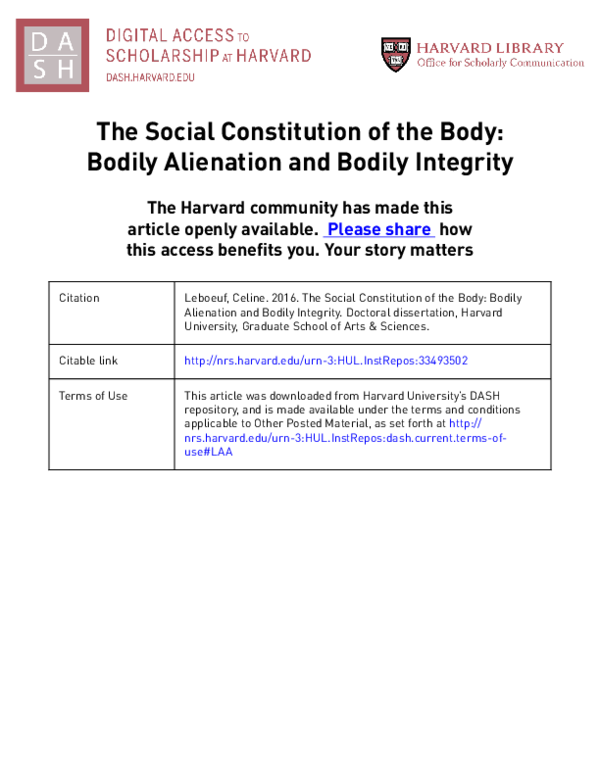 (PDF) The Social Constitution of the Body: Bodily Alienation and Bodily ...