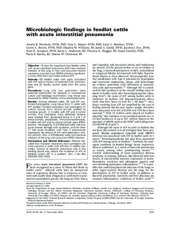 (PDF) Microbiologic findings in feedlot cattle with acute interstitial ...