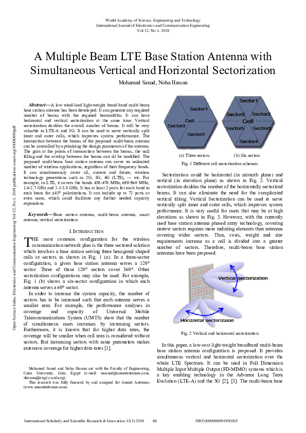 (PDF) A Multiple Beam Lte Base Station Antenna With Simultaneous ...