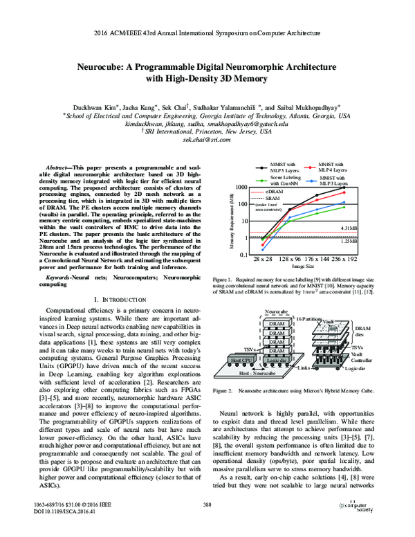 (PDF) Neurocube: A Programmable Digital Neuromorphic Architecture with ...