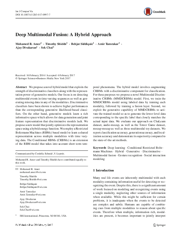 (PDF) Deep Multimodal Fusion: A Hybrid Approach (PDF) Deep Multimodal Fusion: A Hybrid Approach