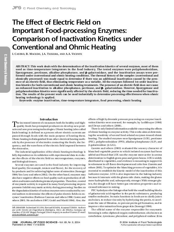 (PDF) The Effect of Electric Field on Important Food-processing Enzymes ...