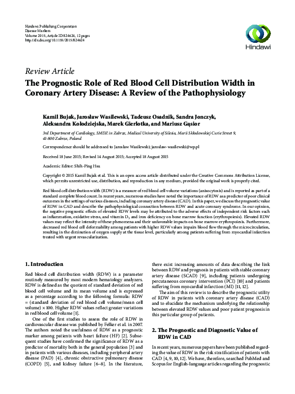 (PDF) The Prognostic Role of Red Blood Cell Distribution Width in ...