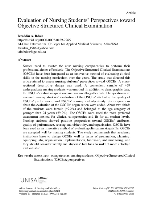 (PDF) Evaluation of Nursing Students’ Perspectives toward Objective ...
