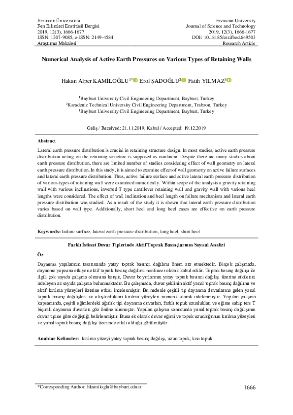 (PDF) Numerical Analysis of Active Earth Pressures Acting on Various Types of Retaining Walls