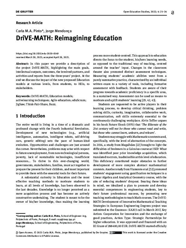 (PDF) DriVE-MATH: Reimagining Education