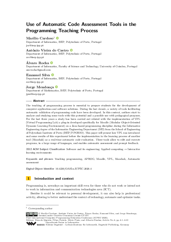 (PDF) Use of Automatic Code Assessment Tools in the Programming ...