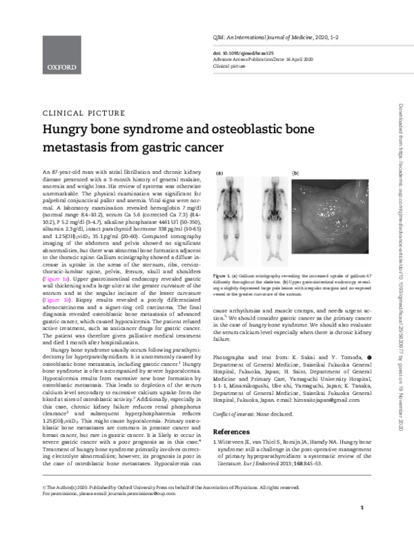 (PDF) Hungry bone syndrome and osteoblastic bone metastasis from ...
