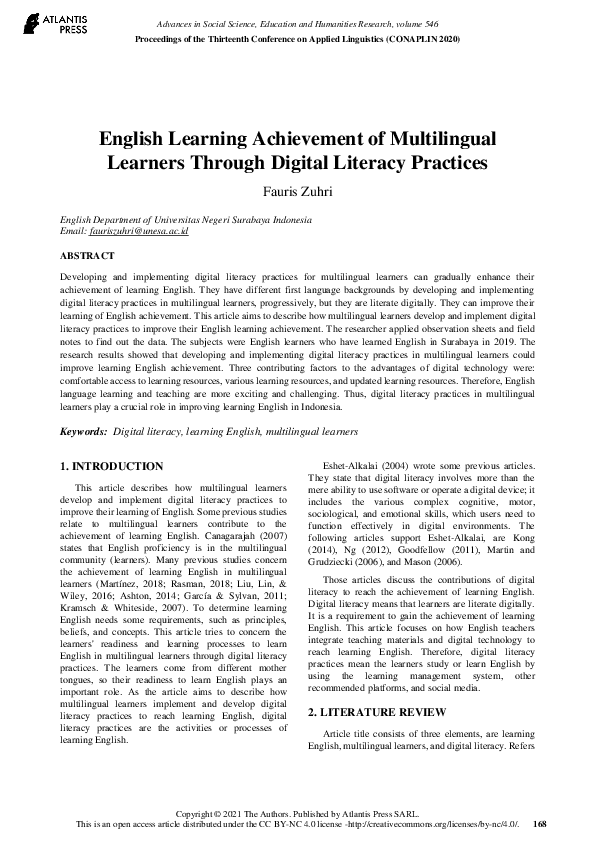 (PDF) English Learning Achievement of Multilingual Learners Through ...