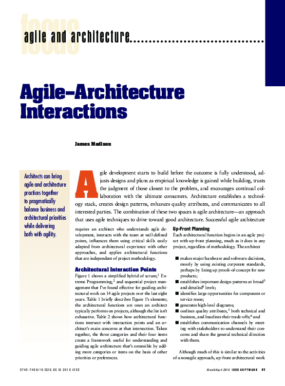 (PDF) Agile Architecture Interactions