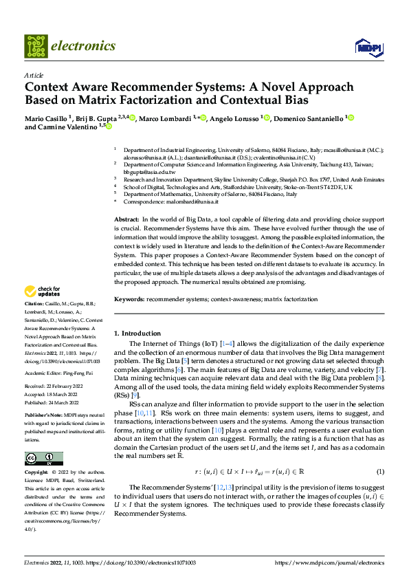 (PDF) Context-Aware Recommender Systems via Matrix Factorization