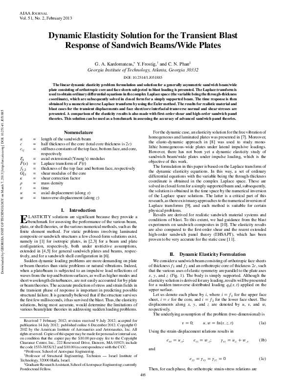 (PDF) Dynamic Elasticity Solution for the Transient Blast Response of ...