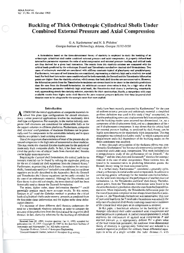(PDF) Buckling of thick orthotropic cylindrical shells under combined ...
