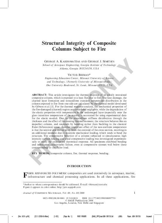 (PDF) Structural Integrity of Composite Columns Subject to Fire