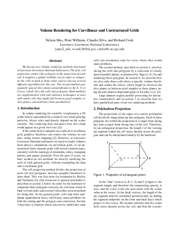 Pdf Volume Rendering For Curvilinear And Unstructured Grids