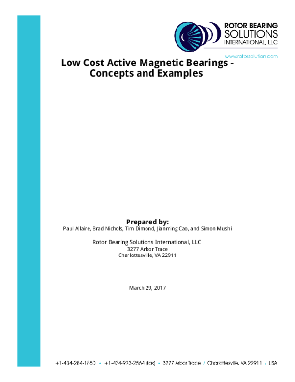 (PDF) Low Cost Active Magnetic Bearings-Concepts and Examples