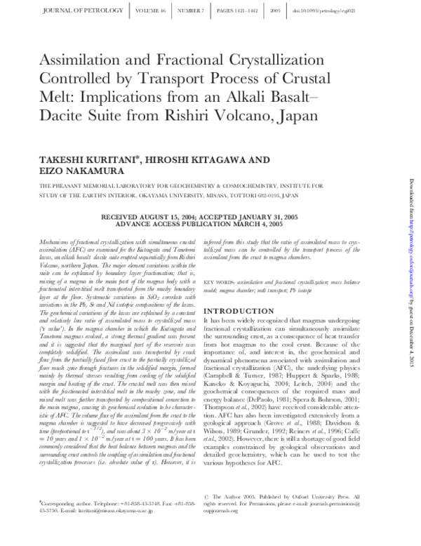 (PDF) Assimilation and Fractional Crystallization Controlled by ...
