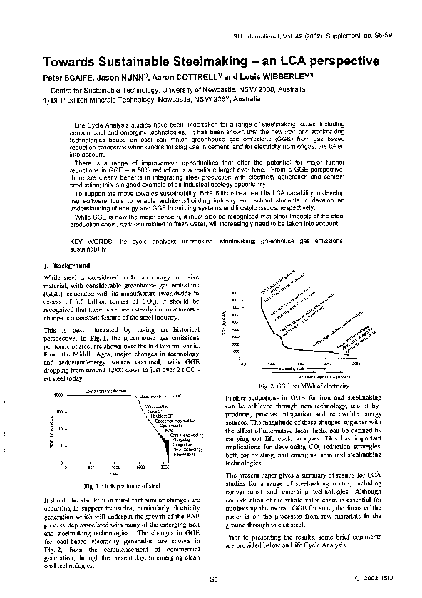 (PDF) Towards Sustainable Steelmaking – an LCA perspective