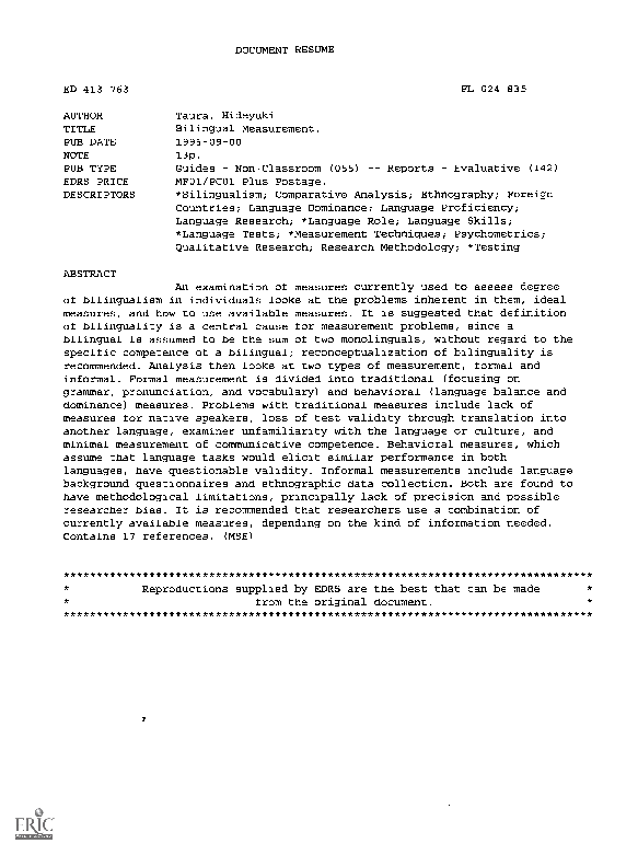 (PDF) Bilingual measurement