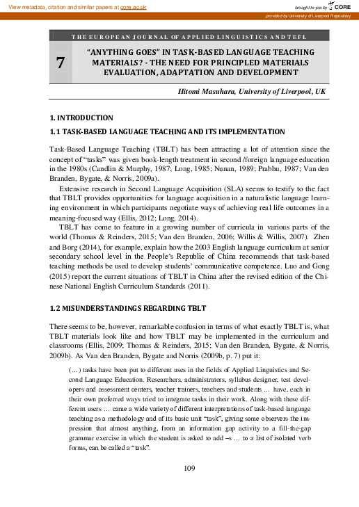 (PDF) Anything goes' in task-based language teaching materials? - the ...