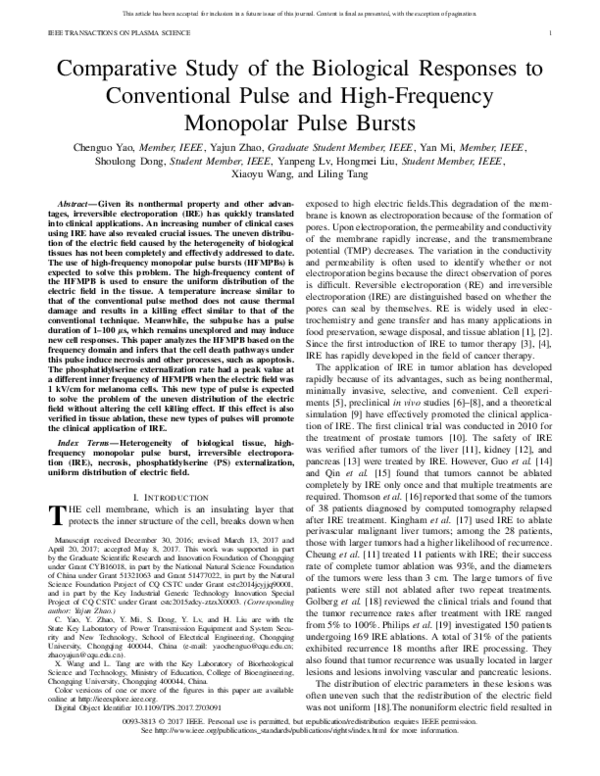 (PDF) Comparative Study of the Biological Responses to Conventional Pulse and High-Frequency ...