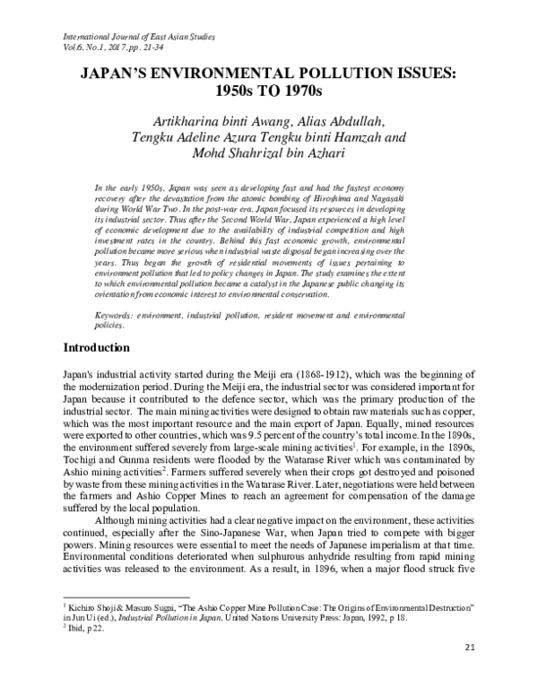 (PDF) Japan’s Environmental Pollution Issues: 1950s to 1970s
