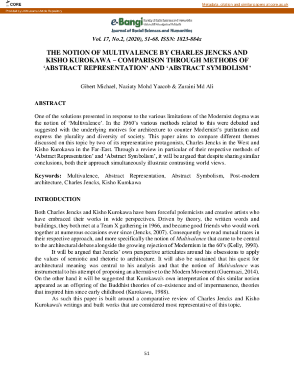 (PDF) The Notion of Multivalence by Charles Jencks and Kisho Kurokawa ...