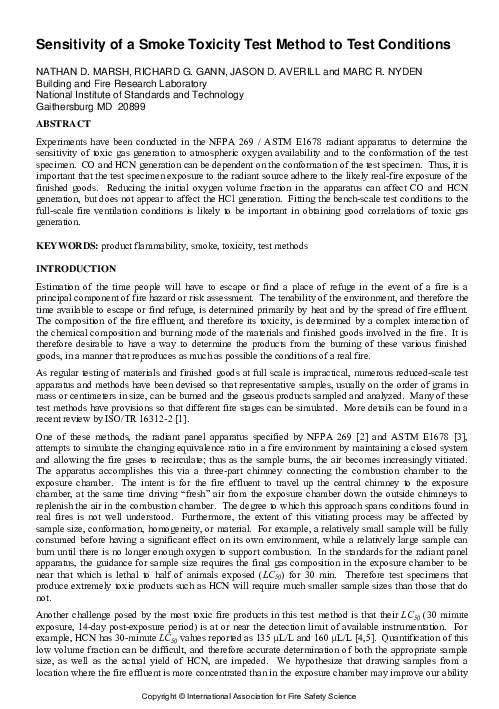 (PDF) Sensitivity of a Smoke Toxicity Test Method to Test Conditions