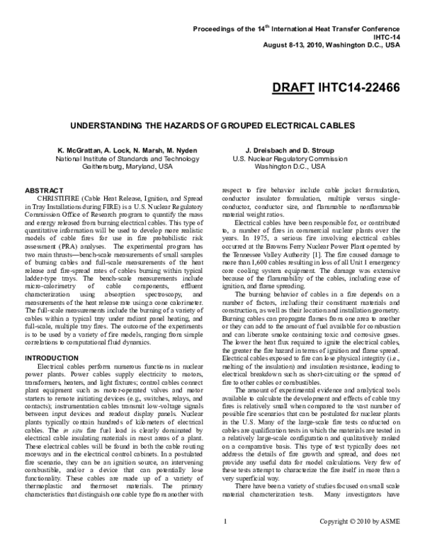 (PDF) Understanding the Hazards of Grouped Electrical Cables