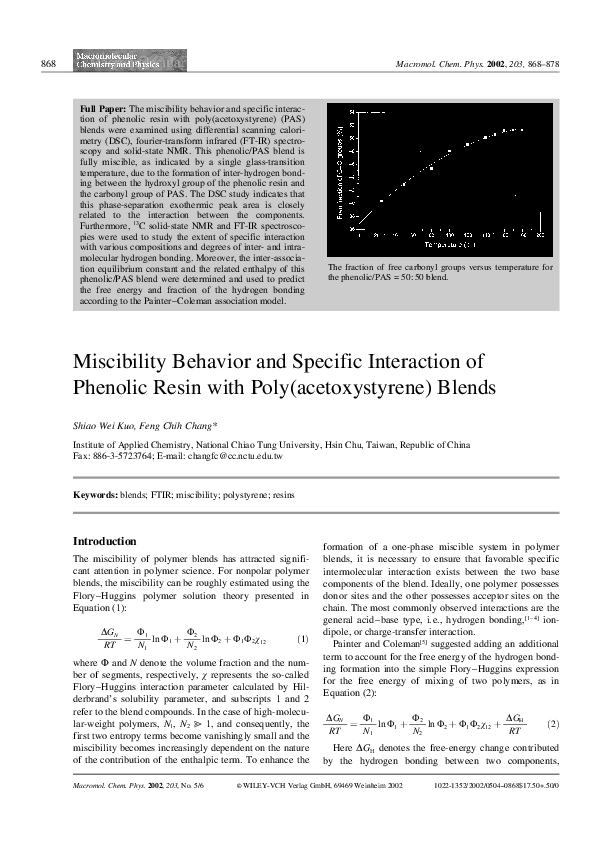 (PDF) Miscibility Behavior and Specific Interaction of Phenolic Resin with Poly(acetoxystyrene ...