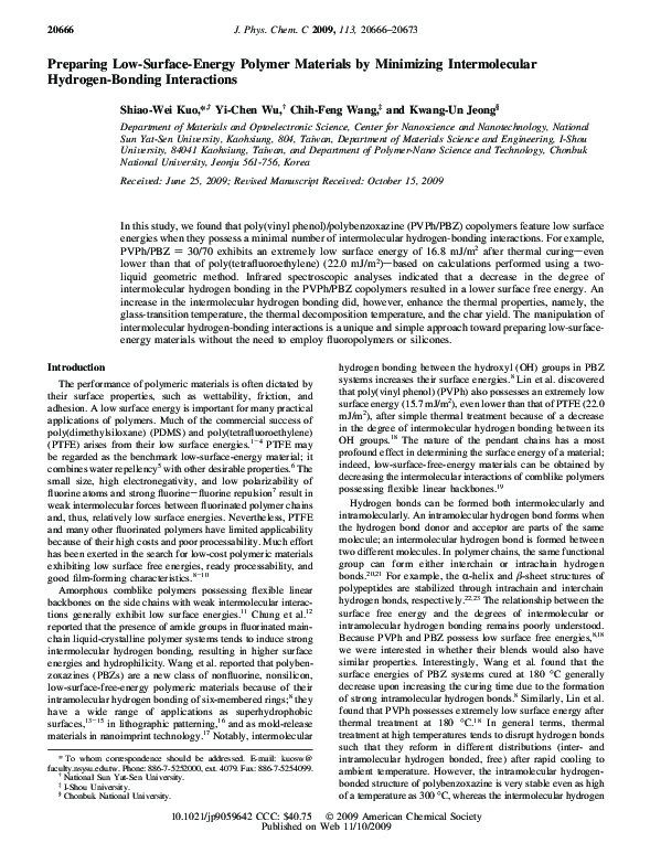 (PDF) Preparing Low-Surface-Energy Polymer Materials by Minimizing ...