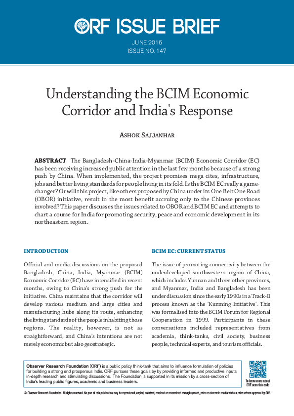 (PDF) Understanding the BCIM Economic Corridor and India ' s Response