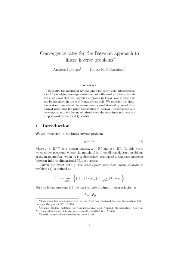 (PDF) Linear Inverse Problems