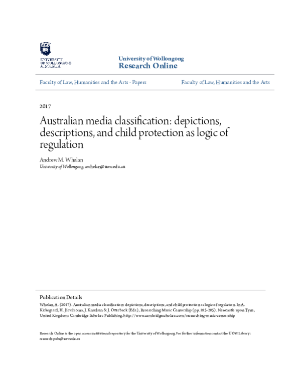 (PDF) Australian media classification: depictions, descriptions, and ...