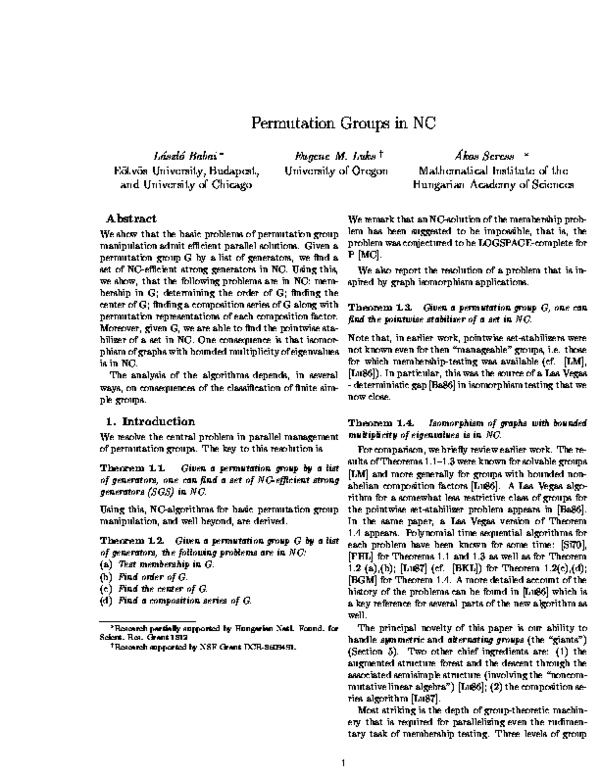 (PDF) Permutation groups in NC