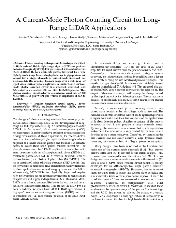 (PDF) A Current-Mode Photon Counting Circuit for Long- Range LiDAR Applications