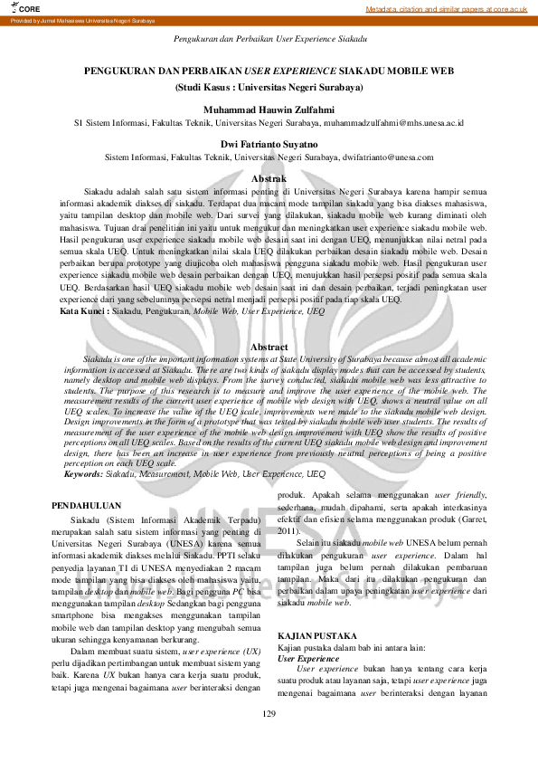 (PDF) PENGUKURAN DAN PERBAIKAN USER EXPERIENCE SIAKADU MOBILE WEB ...