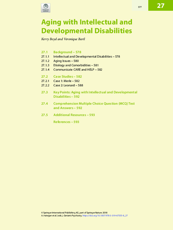 (PDF) Aging with Intellectual and Developmental Disabilities
