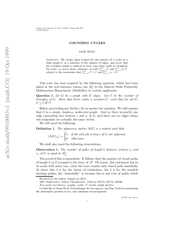 (PDF) Simple cycles