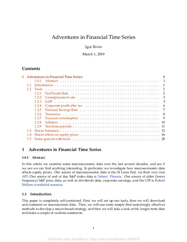 (PDF) Adventures in Financial Time Series | Igor Rivin - Academia.edu