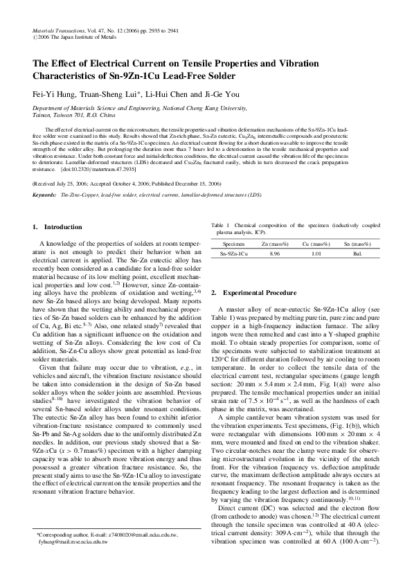 (PDF) The Effect of Electrical Current on Tensile Properties and ...