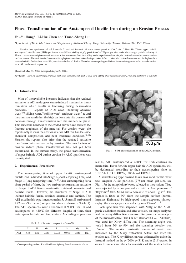 (PDF) Phase Transformation of an Austempered Ductile Iron during an ...