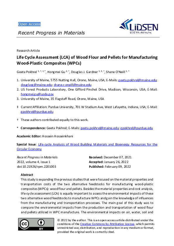 (PDF) Life Cycle Assessment (LCA) of Wood Flour and Pellets for ...