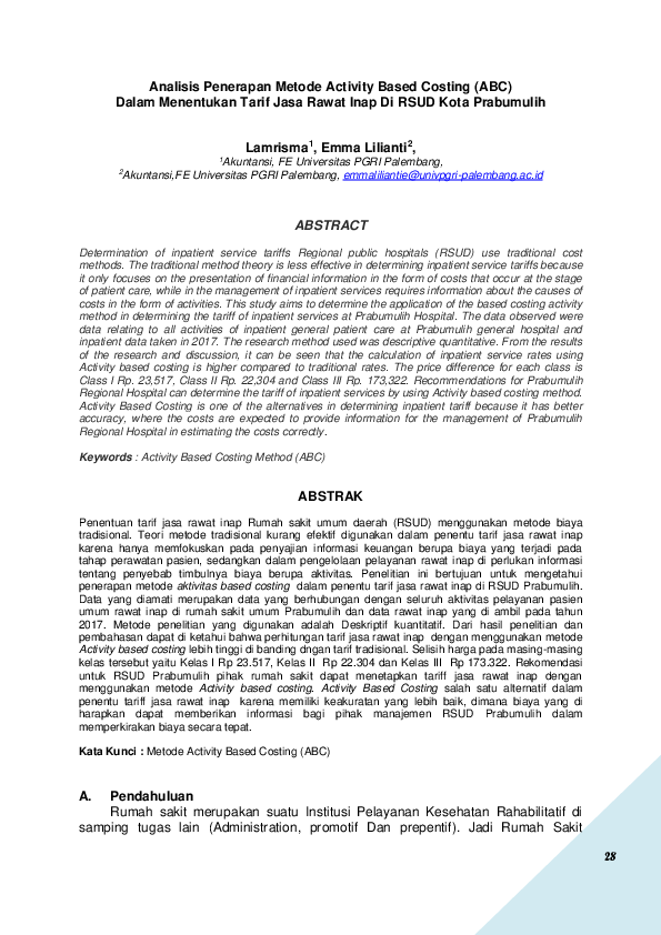 (PDF) Analisis Penerapan Metode Activity Based Costing (ABC) Dalam ...