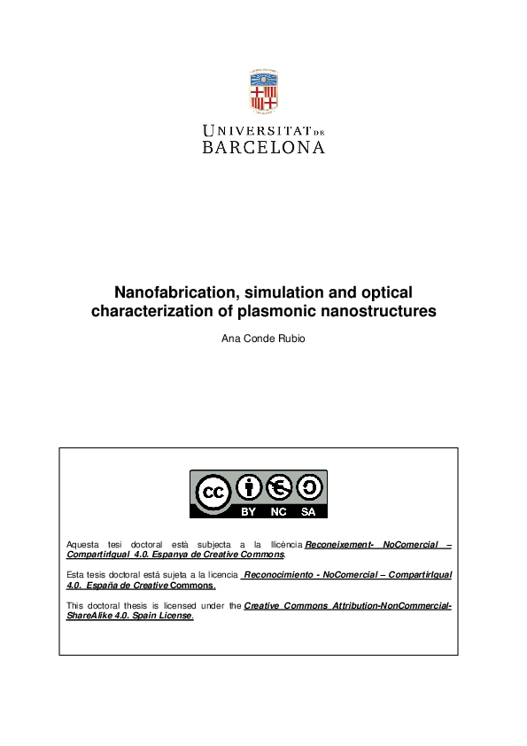 (PDF) Nanofabrication, simulation and optical characterization of ...